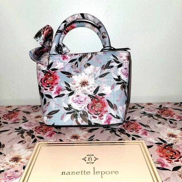 Nanette Lepore | Bags | Nanette Lepore Blue Floral Print Mini Bag ...